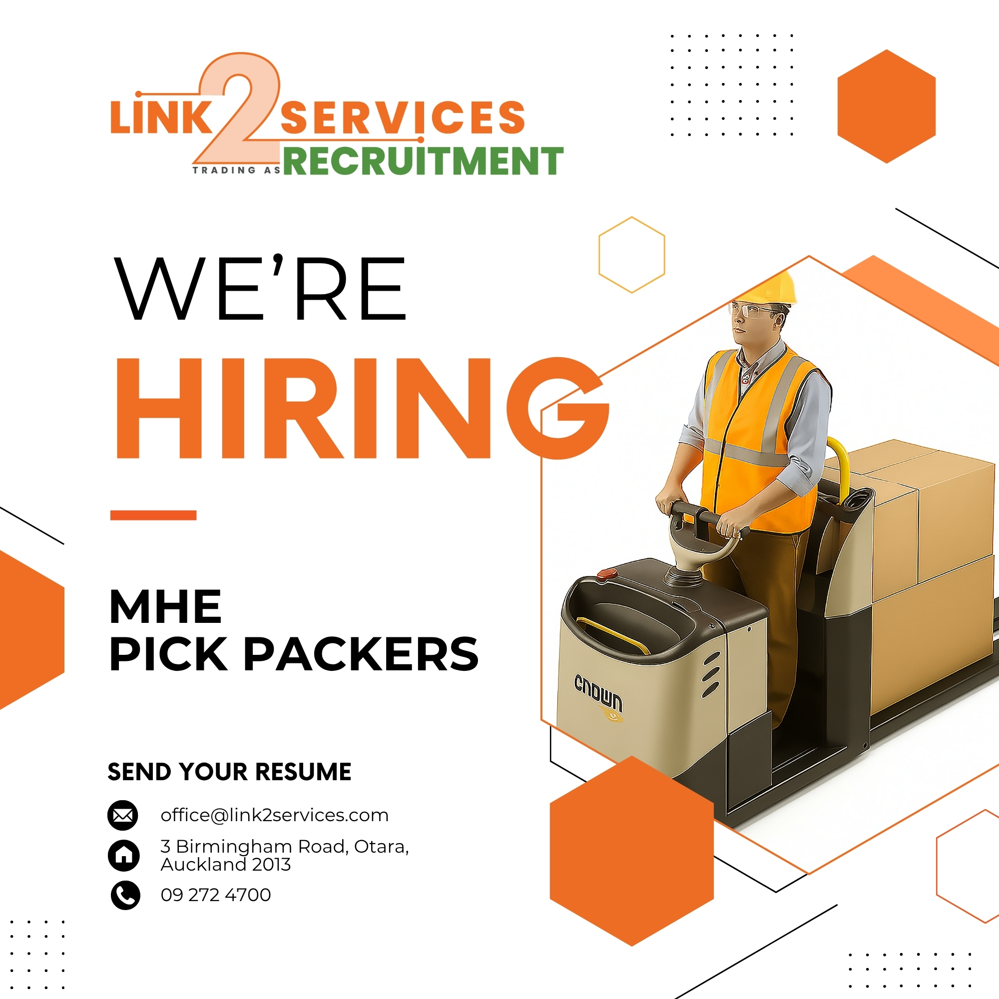 Hiring MHE Pick Packers - Open - Link2 Services